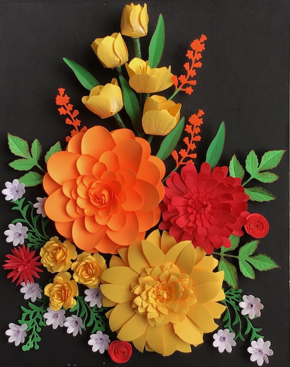 3D Flower Wall Art Handcrafted Multicolor Tulips Rose Mum | Etsy