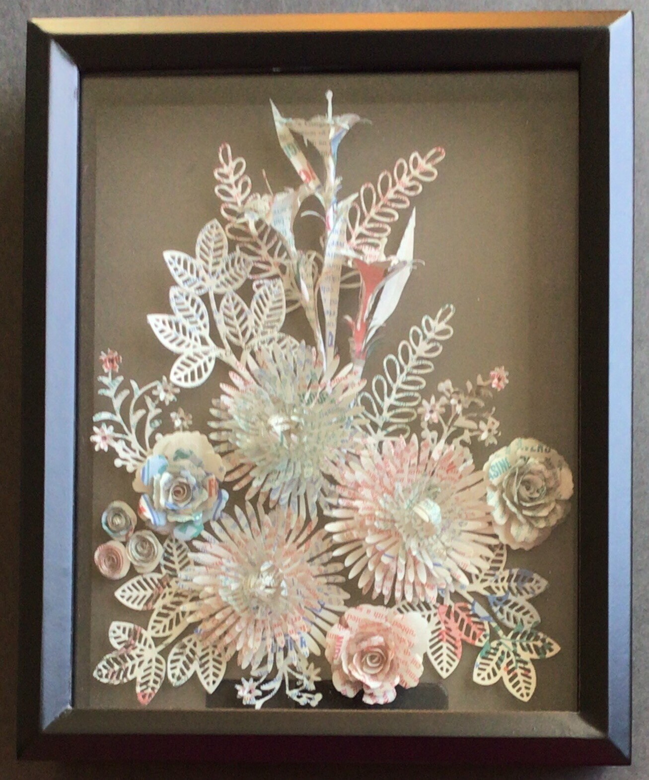 Shadow Box Frame 3D Paper Flower Wall Art Handcrafted Vintage Prints ...