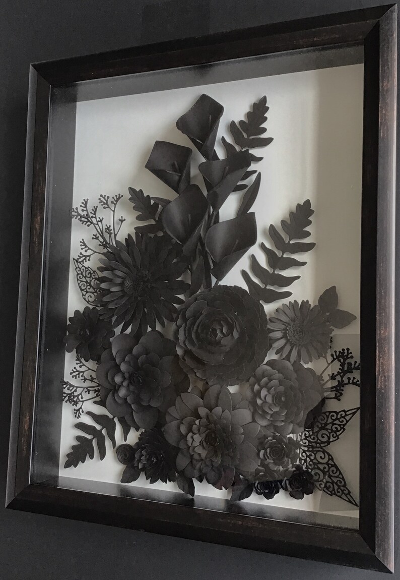 Shadow Box Frame Flower Wall Art Handcrafted Peony Mum Lilies Beauty 3D ...