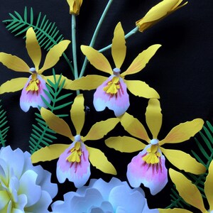 Flower Wall Art Handcrafted Yellow Orchids Roses Beauty 3D Floral ...