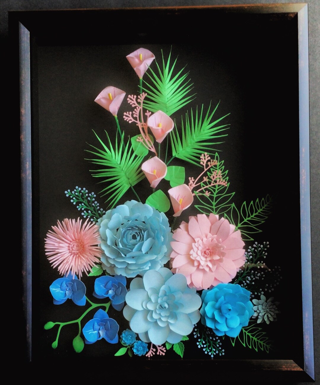 Flower Wall Art Handcrafted Roses Lilies Mum Paper Floral Arrangement ...