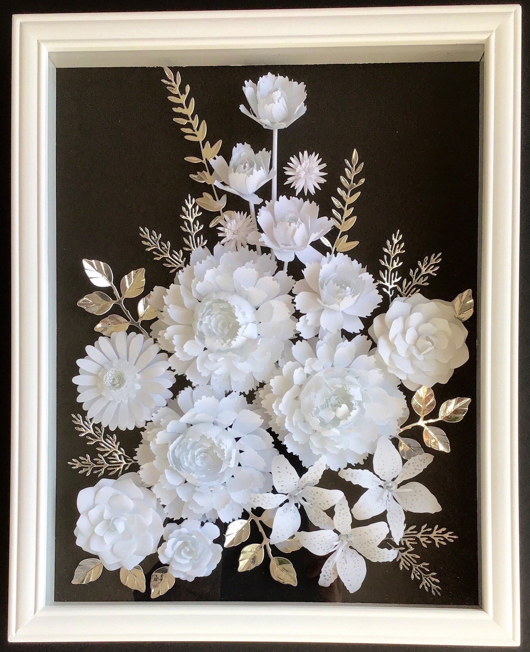 Flower Wall Art Peonies Mum Lilies 3-D Handcrafted Floral Arrangements ...