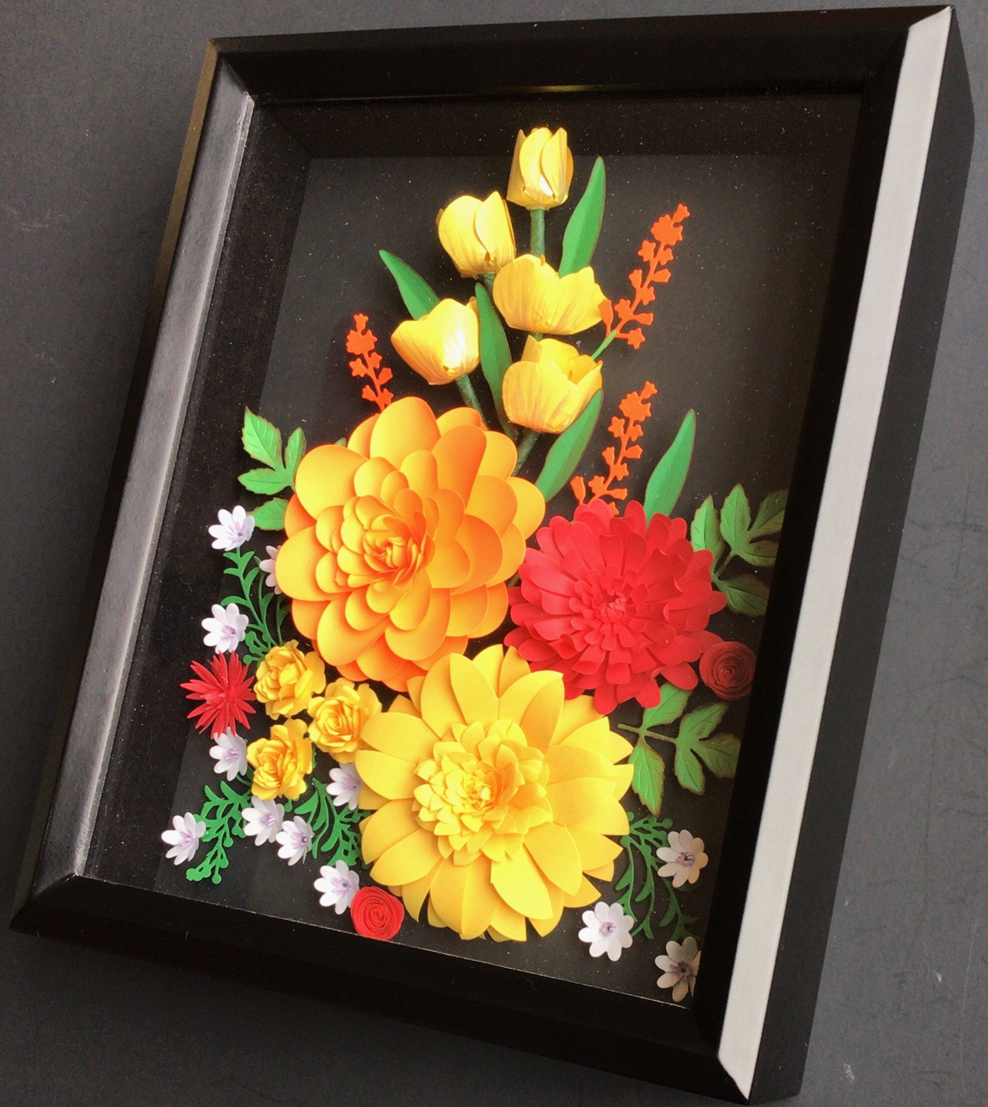 3D Paper Flower Wall Art, Multicolor Floral Shadow Box Frame - Etsy