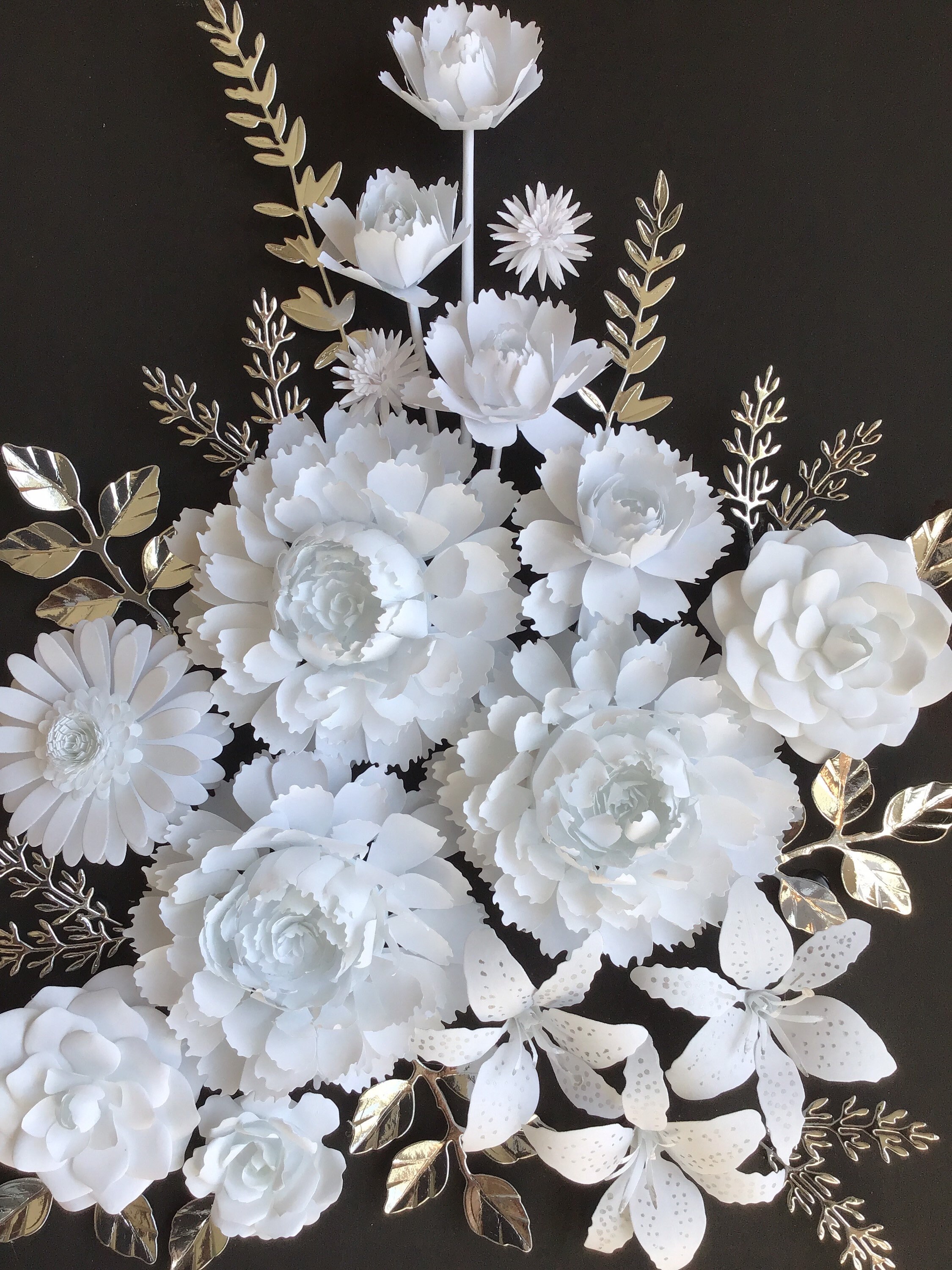 Flower Wall Art Peonies Mum Lilies 3-D Handcrafted Floral Arrangements ...