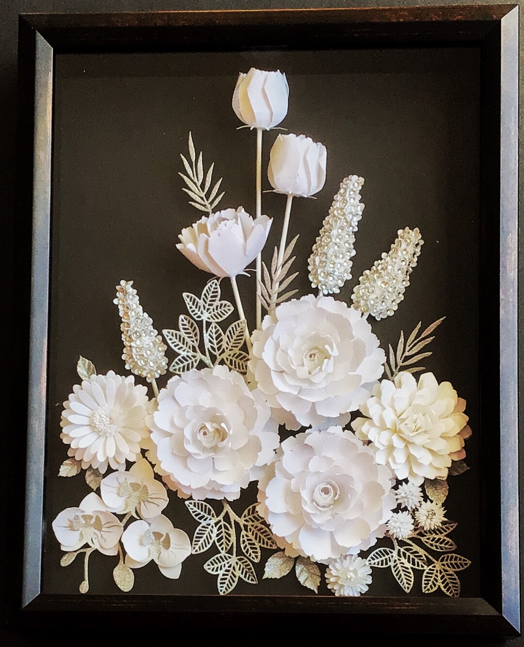 Wall Art Handcrafted Peonies Mum Orchids 3D Flower Floral Arrangement ...