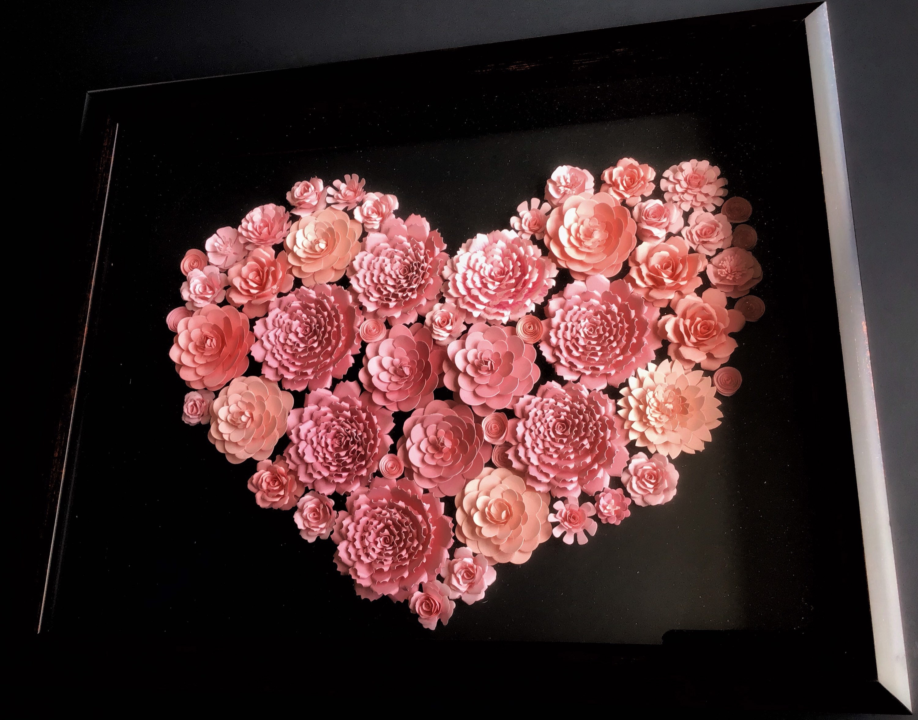 Shadow Box Frame Flower Wall Art Handcrafted Mixed Pink Roses - Etsy