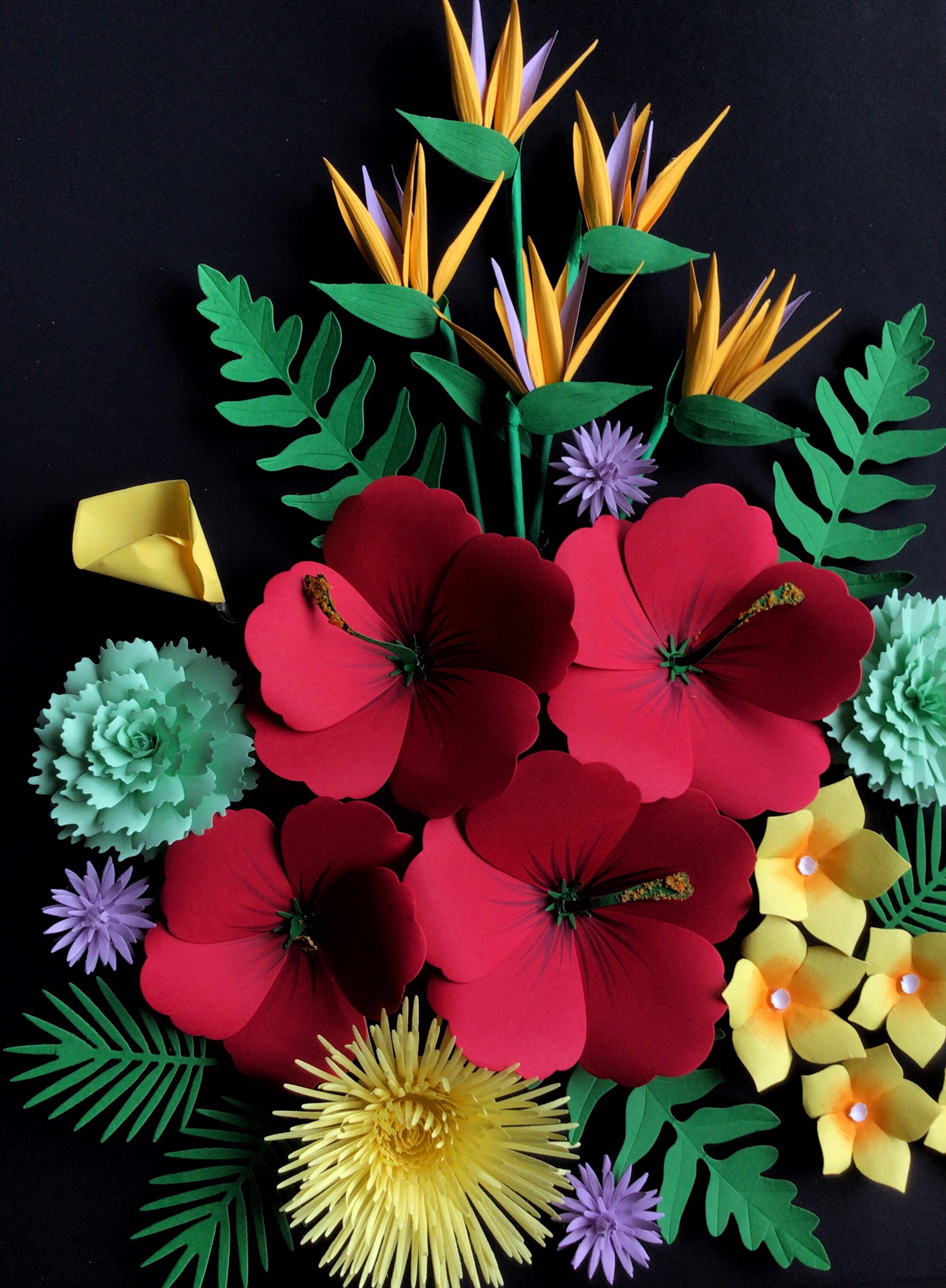 Shadow Box Frame Flower Wall Art Handcrafted Tropical Bird of Paradise ...