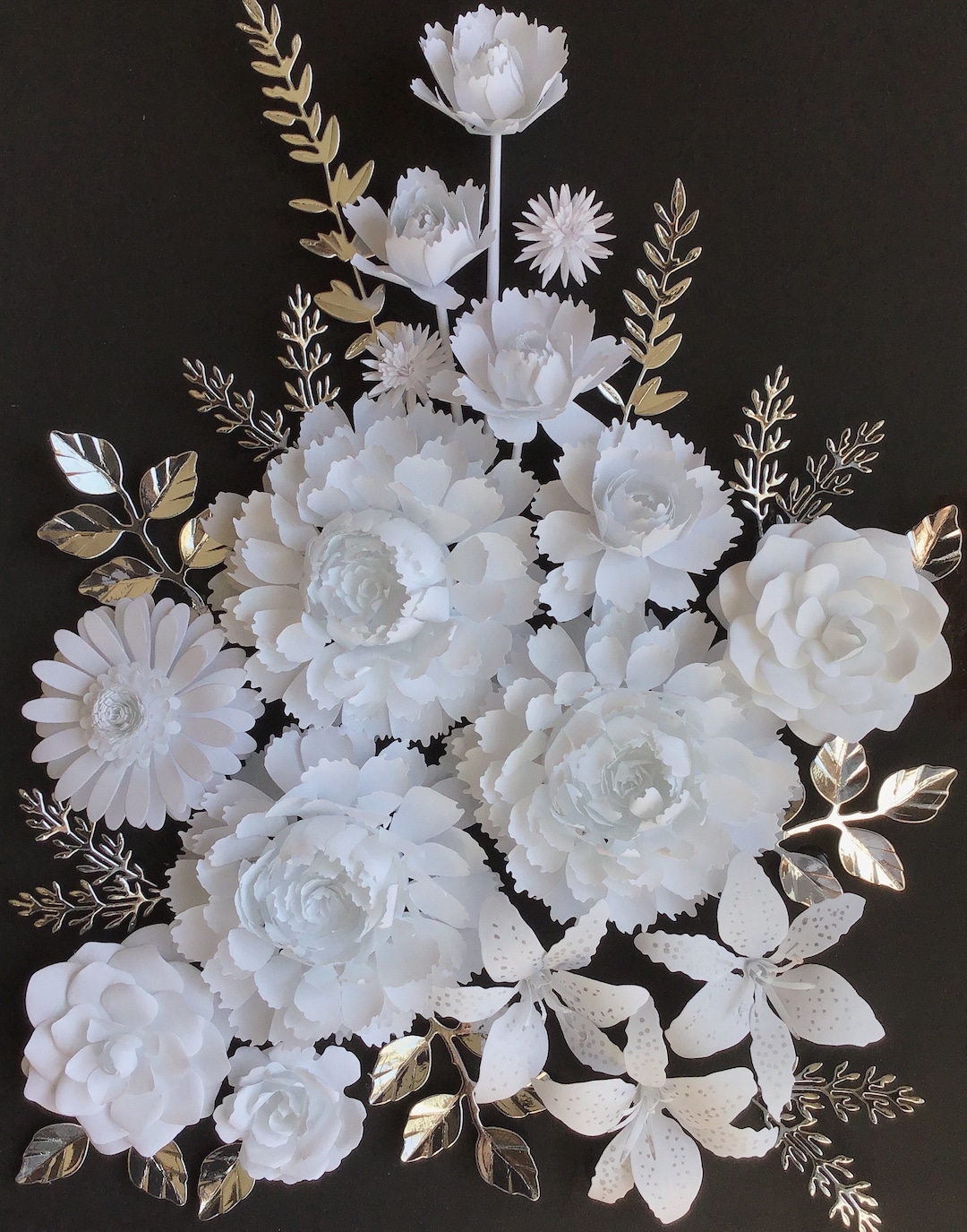 Flower Wall Art Peonies Mum Lilies 3-D Handcrafted Floral Arrangements ...