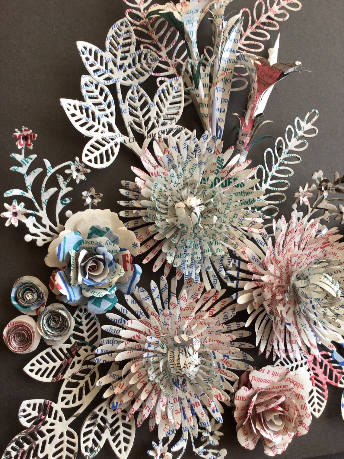 Shadow Box Frame 3D Paper Flower Wall Art Handcrafted Vintage - Etsy