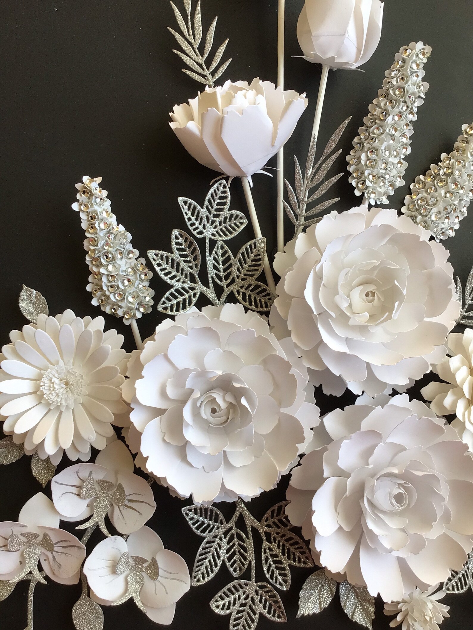 Wall Art Handcrafted Peonies Mum Orchids 3D Flower Floral Arrangement ...