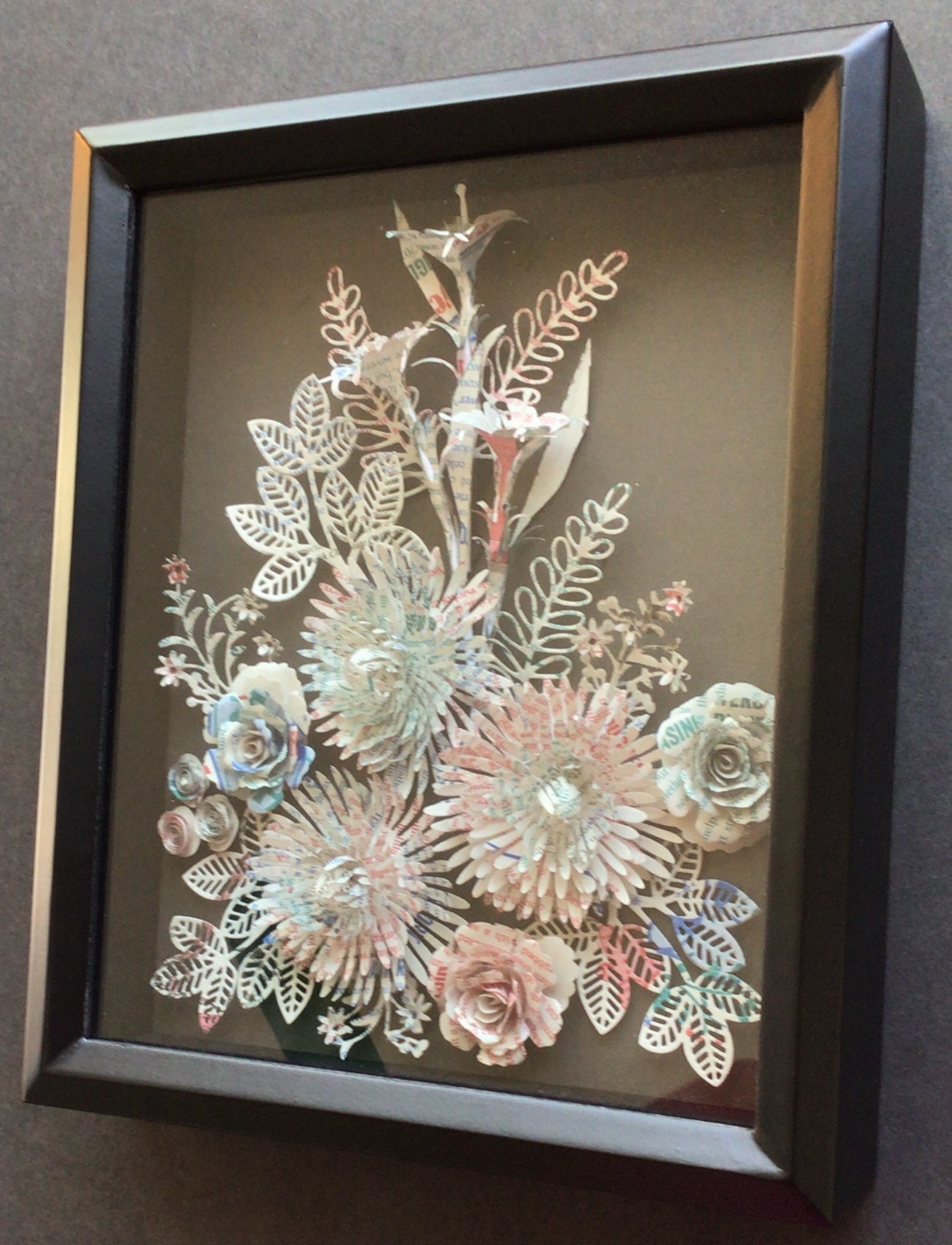 Shadow Box Frame 3D Paper Flower Wall Art Handcrafted Vintage Prints ...