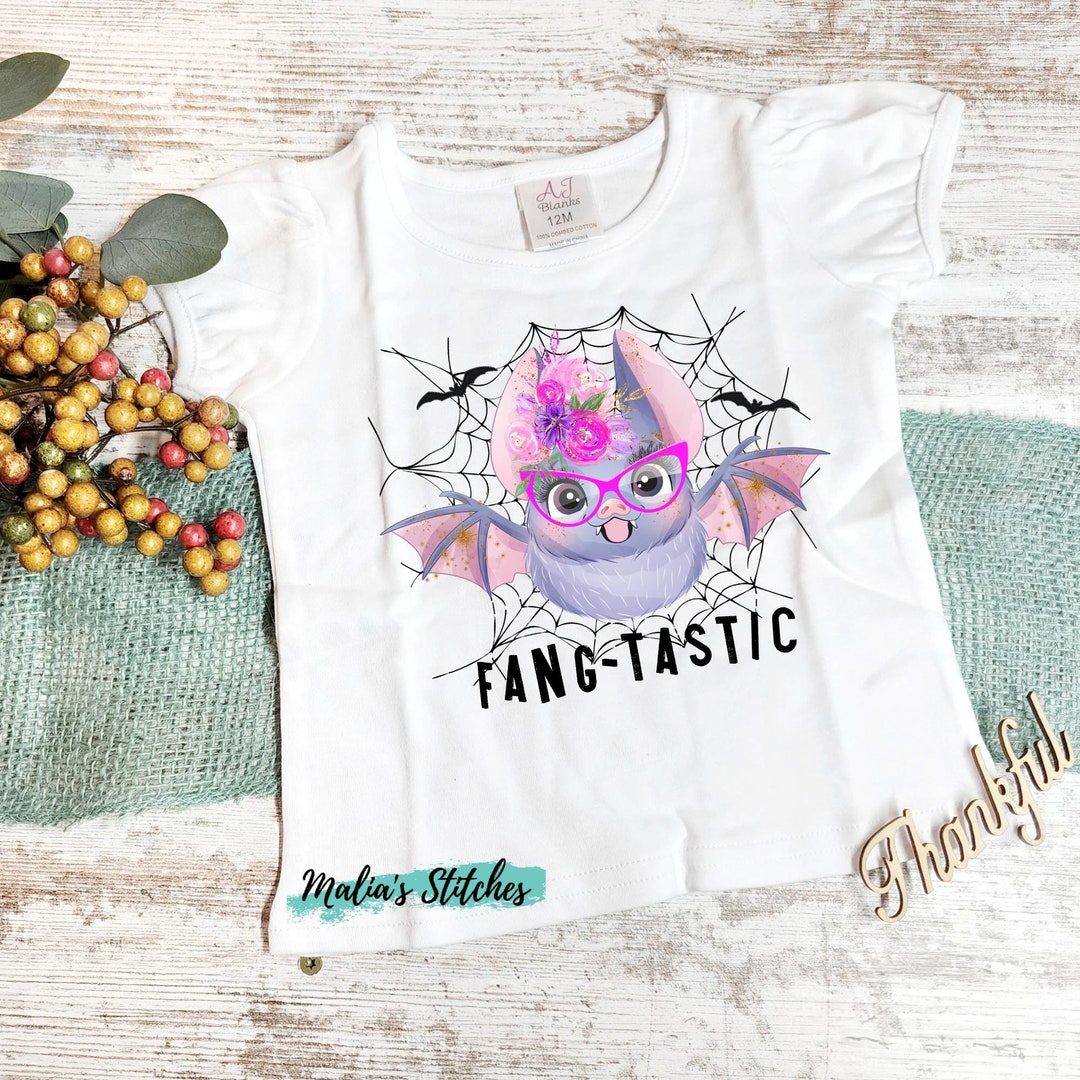 Fang-tastic Bat Shirt, Happy Halloween Shirt, Girls Halloween Shirt ...