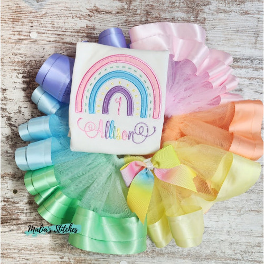 Pastel Rainbow Birthday Outfit, Girls 1st Birthday Outfit, Boho Rainbow ...
