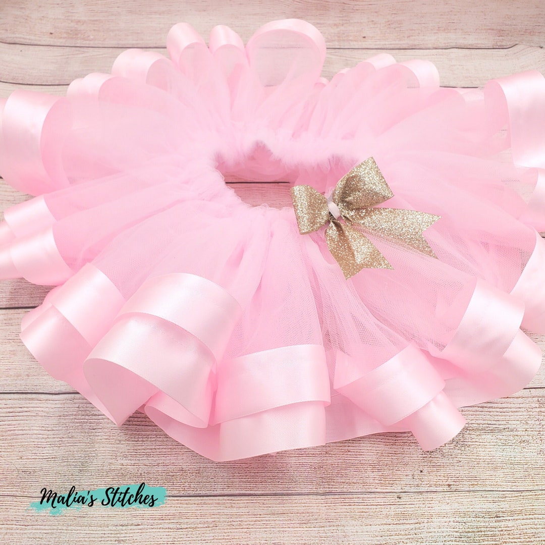 Pink Gold Glitter Tutu, Dance Tutu, Pink Ballet Tutu Costume, Ribbon ...