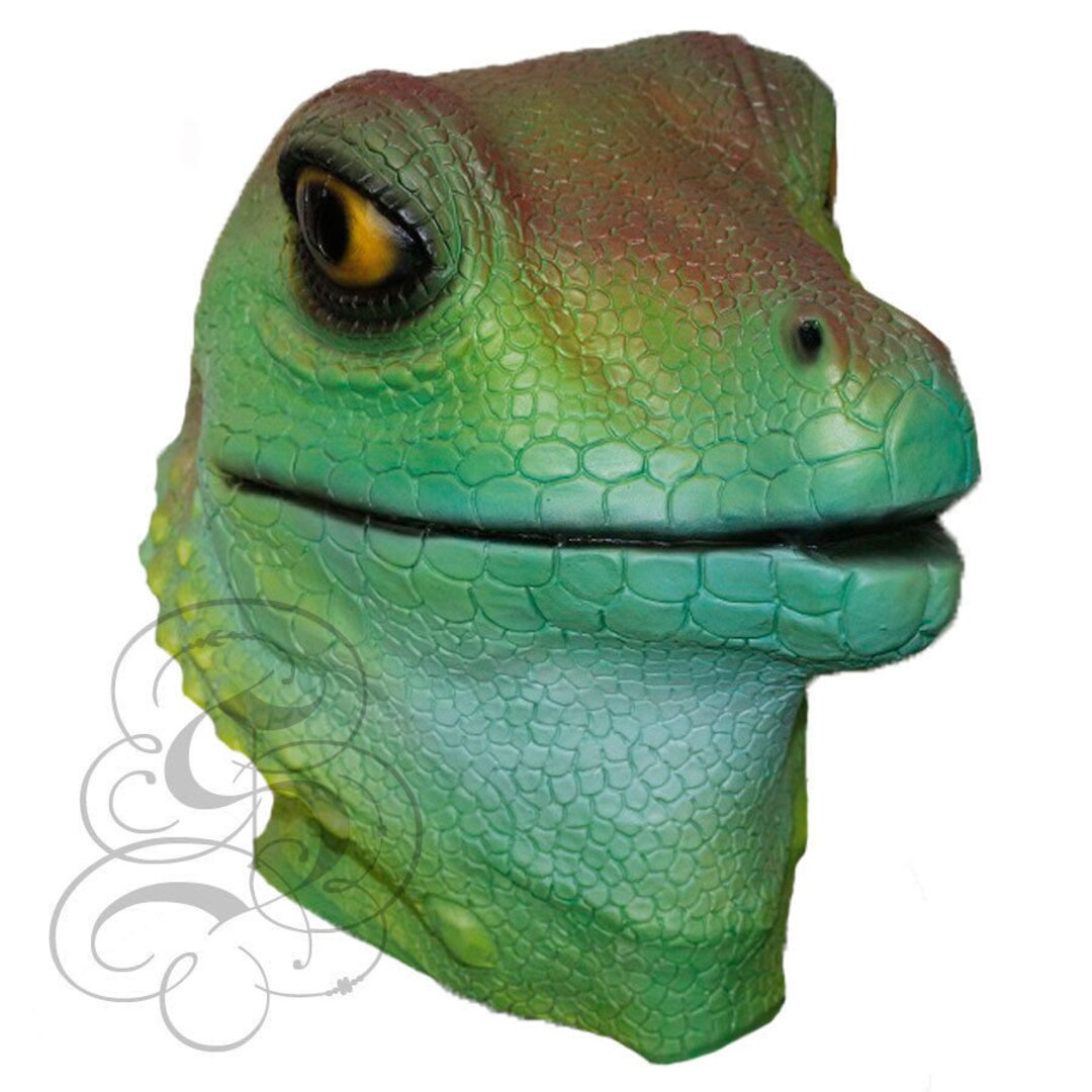 Deluxe Latex Realistic Animal Reptiles Tropical Lizard Green Mask for ...