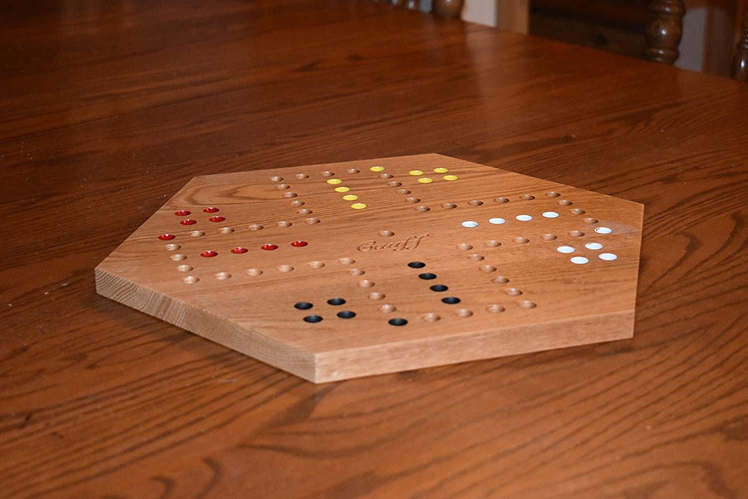 Solid Oak Double Sided Marble Board Game With Hand Painted Holes - Etsy