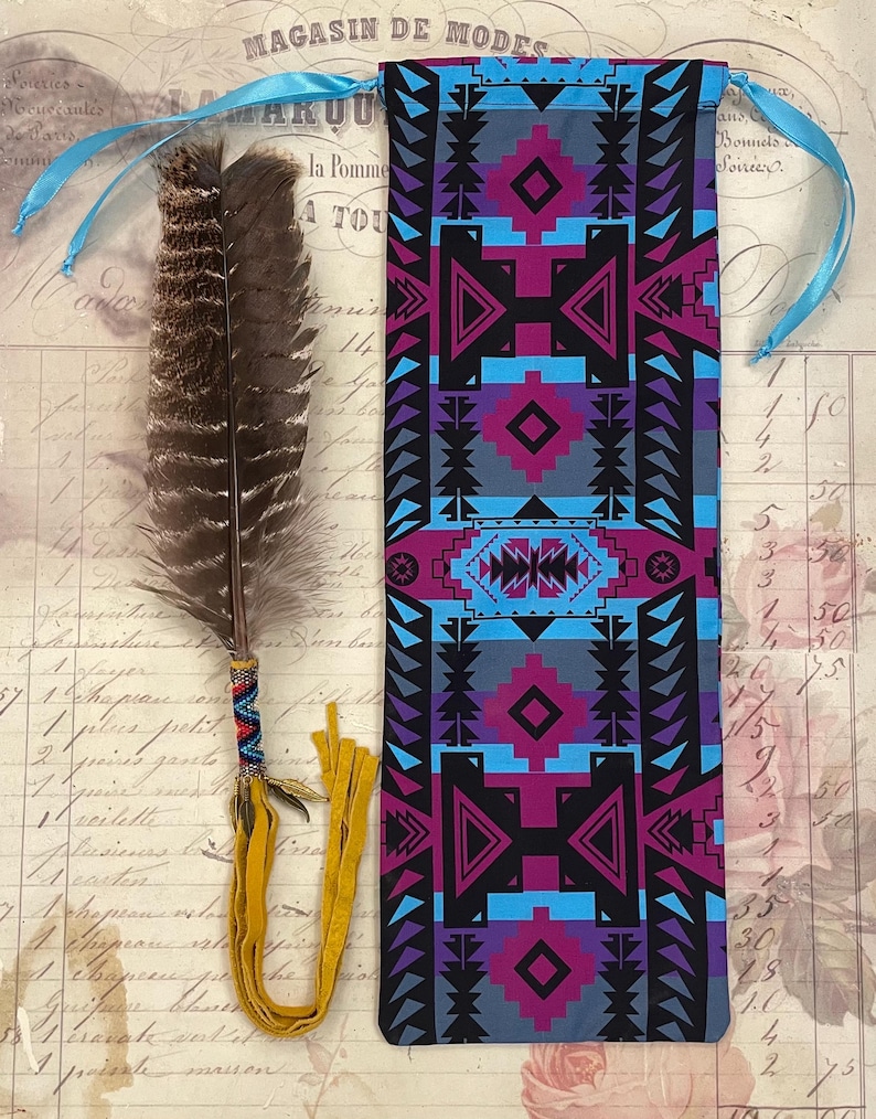 Smudge Feather With Beaded Buckskin Handle; Native Made by Cree ...