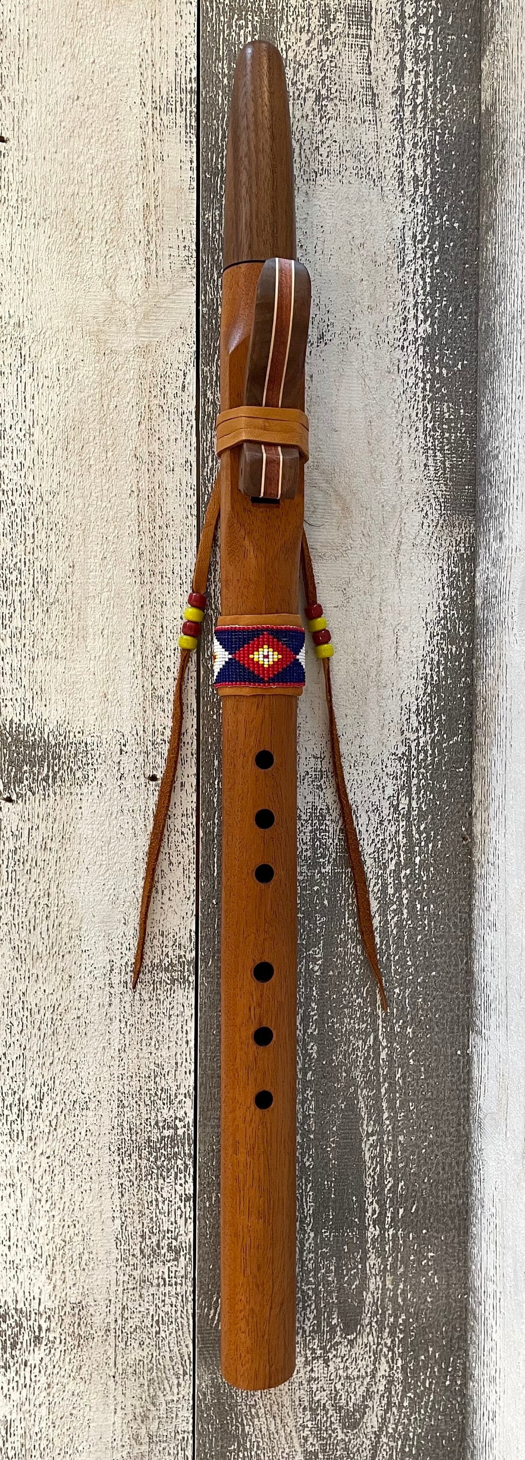 Montana Made Native Design Flute Mahogany & Walnut W/ Beading F Minor ...