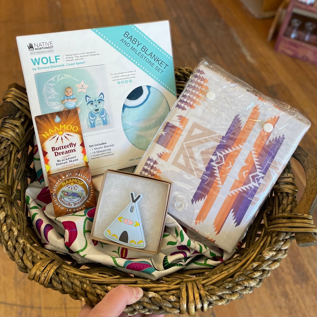 Native Newborn Gift Set; Milestone Baby Blanket, Crib Sheet, Teether ...