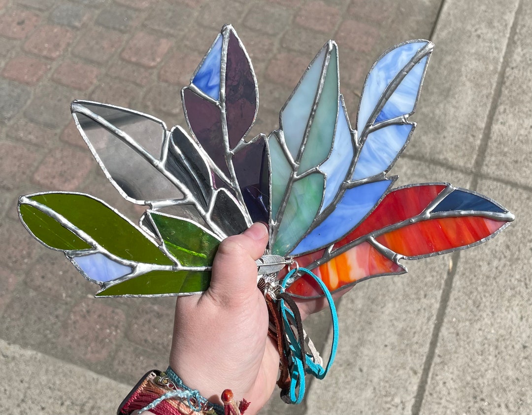 Suncatcher Feathers Stained Glass Made by Apache Descendant - Etsy