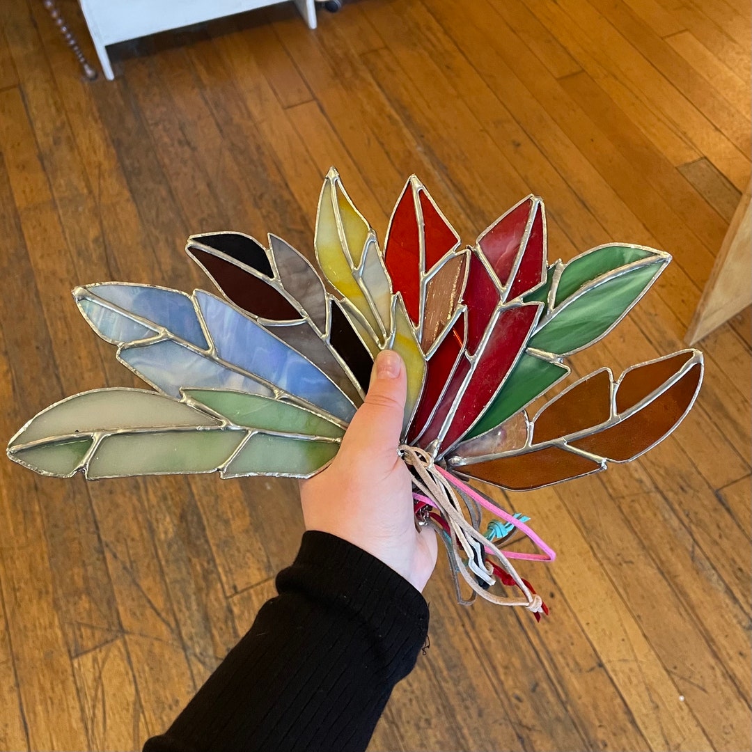 Suncatcher Feathers Stained Glass Made by Apache Descendant - Etsy
