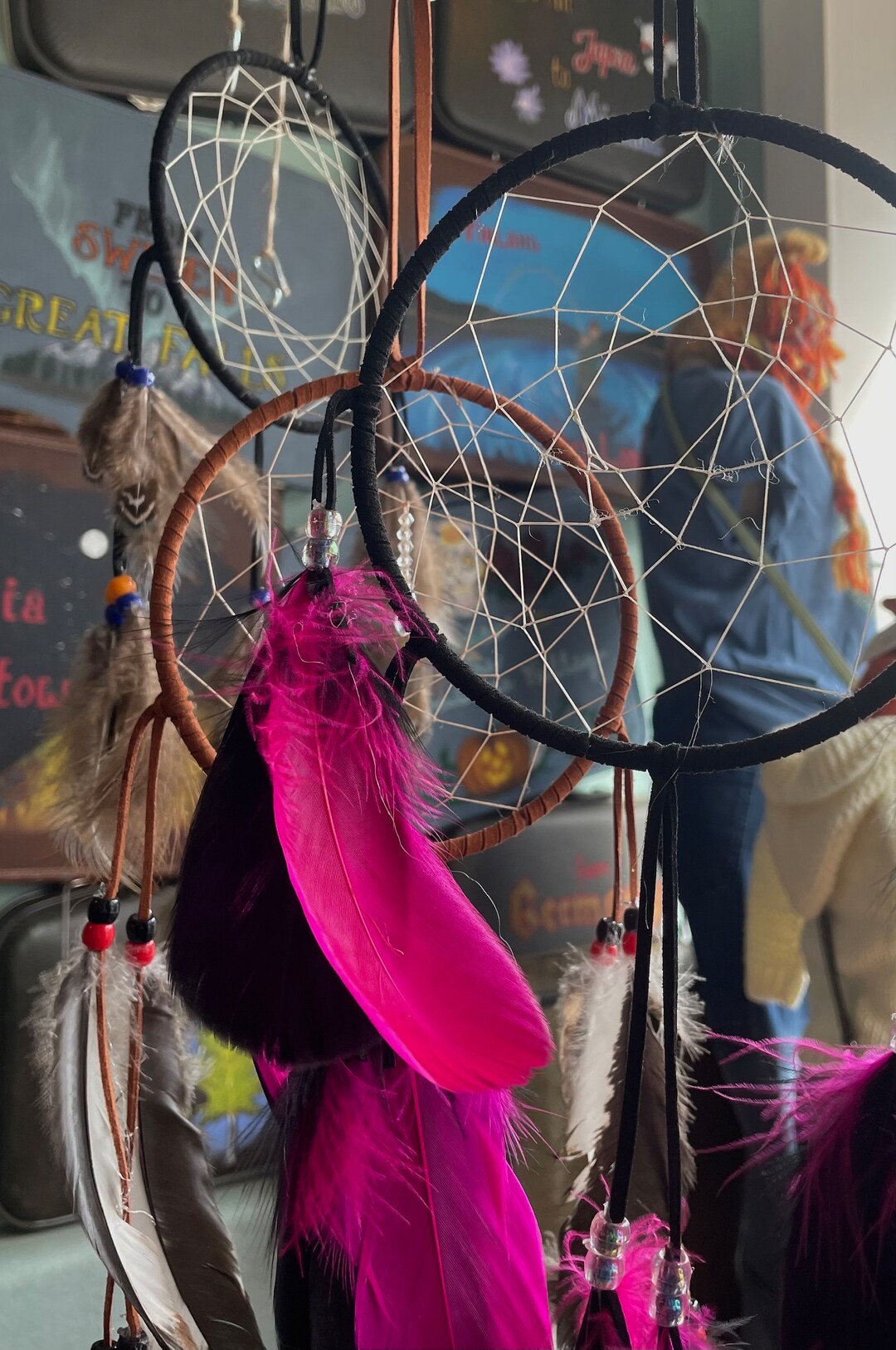 6 Authentic Native Made Dreamcatchers Leather, Sinew, Real Feathers ...