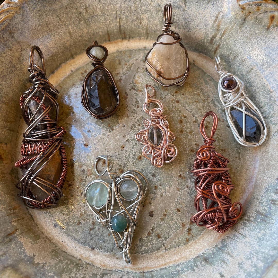 Wire Wrapped Semi-precious Stone Pendants; Handmade by Nathan Stimson ...