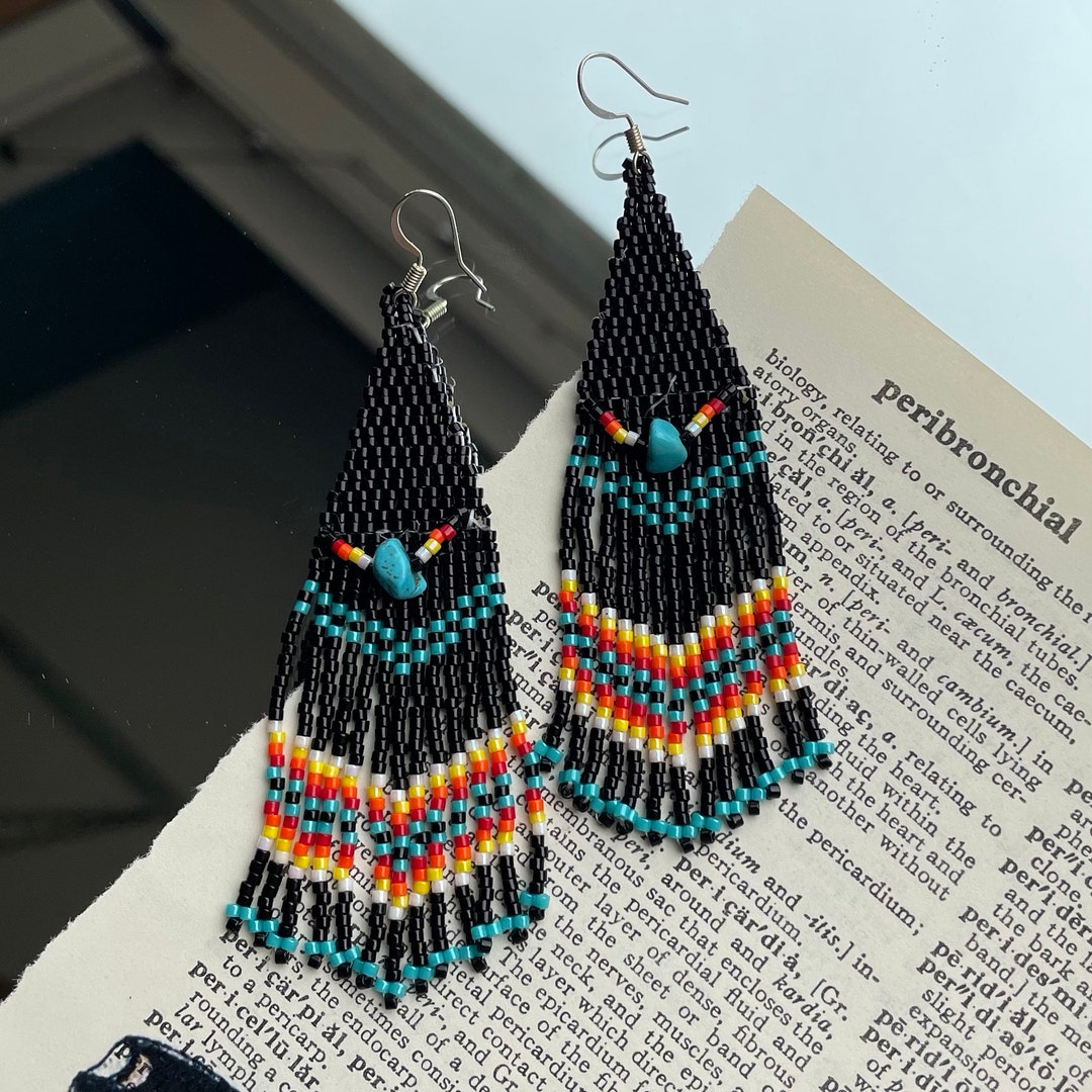 Native Made Beaded Earrings Made by Cree Descendant - Etsy