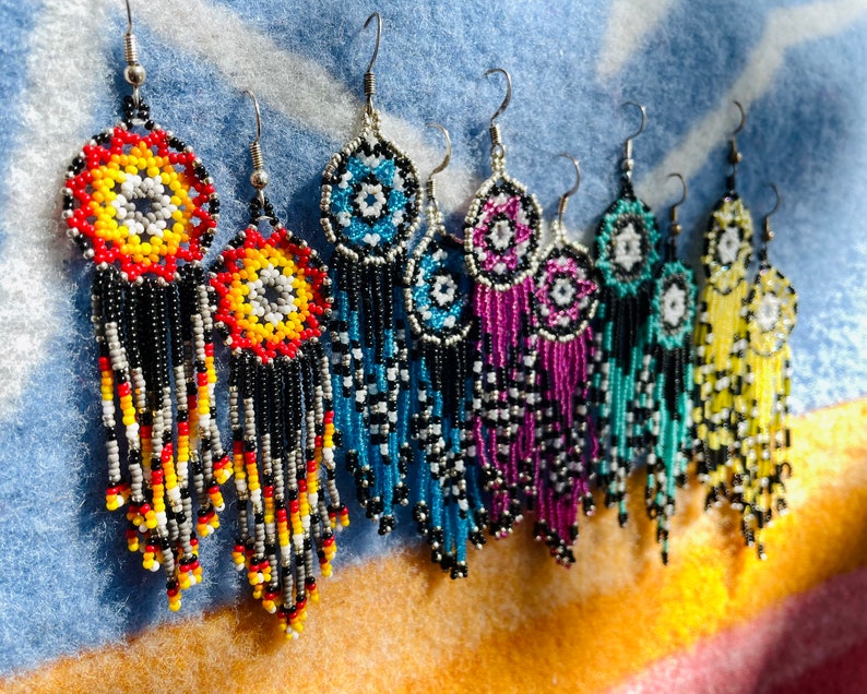 Native Made Beaded Earrings Made by Cree Descendant - Etsy