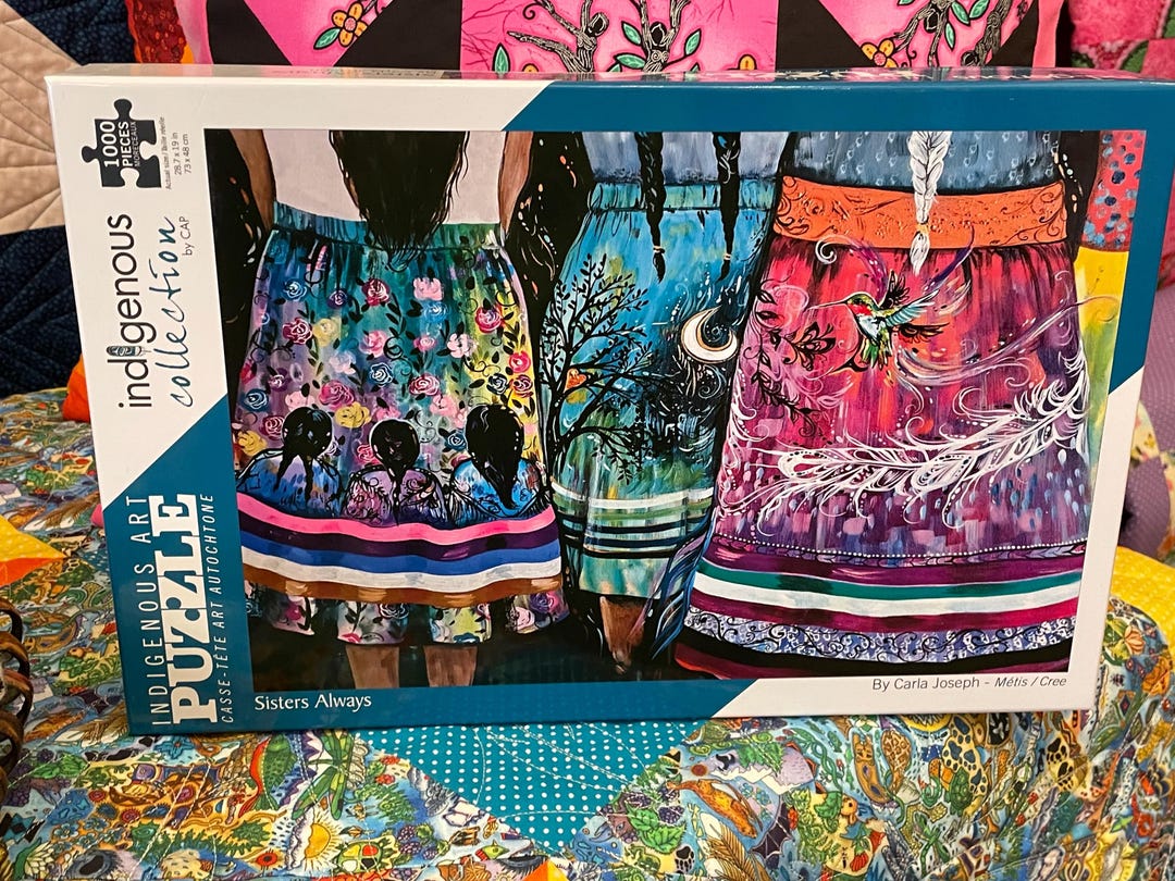 Indigenous Puzzles; Sisters Always; Ribbon Skirts; Art by Carla Joseph ...