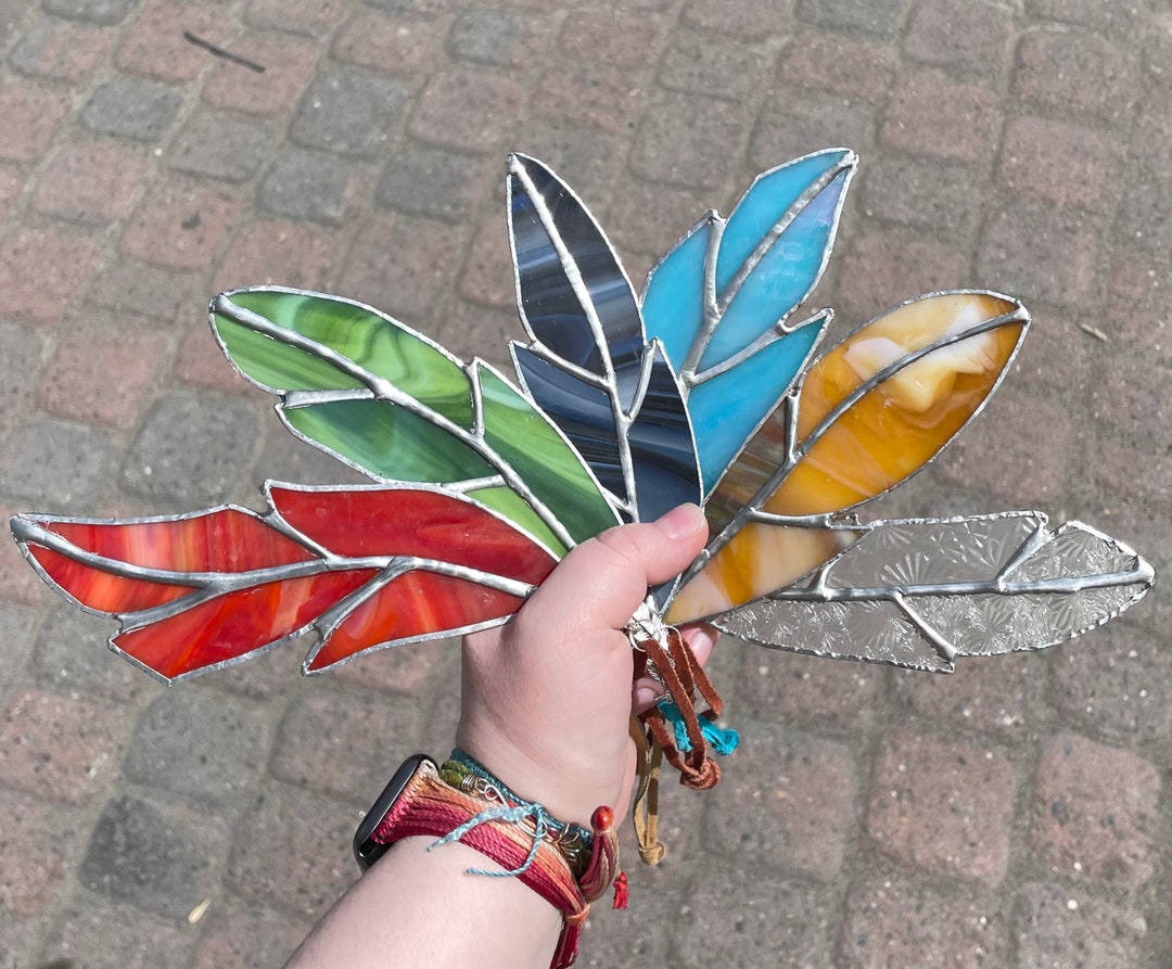 Suncatcher Feathers Stainglass Made by Apache Descendant - Etsy