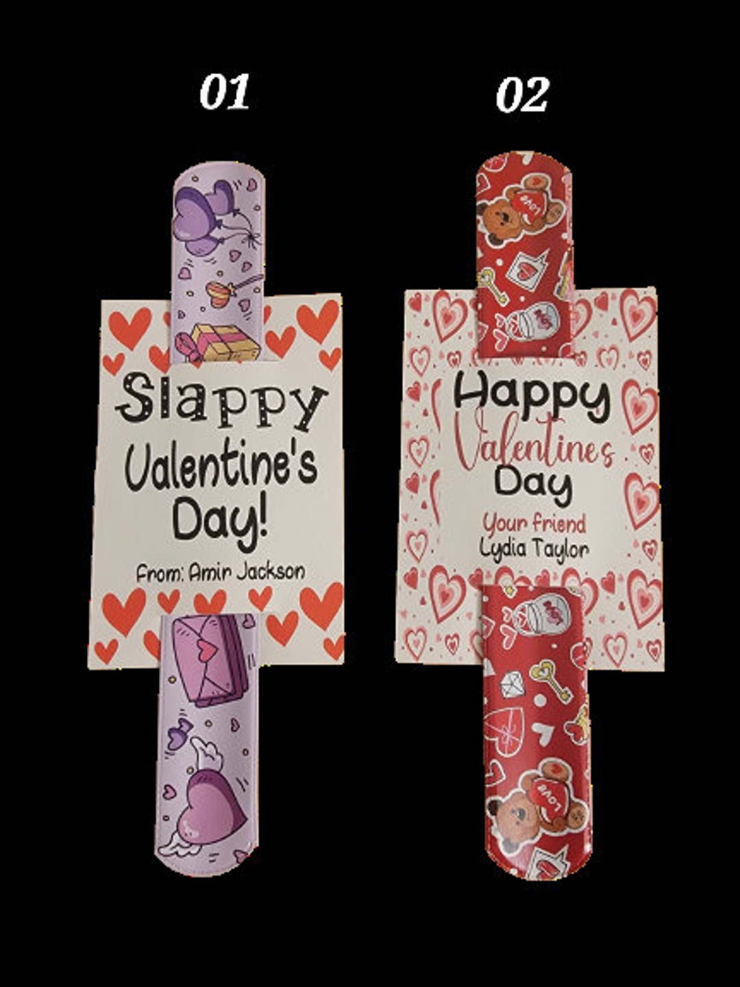 Valentine Assembled Slappy Cards With Slap Bracelets, Valentines Day ...