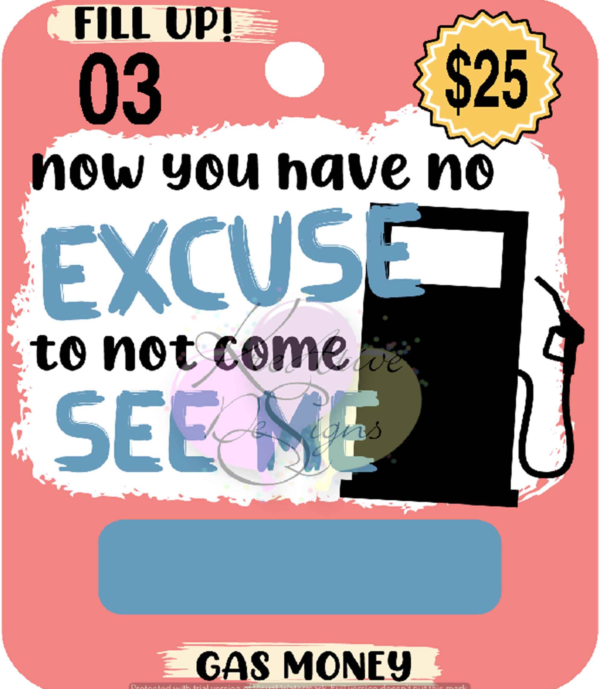 Printed Gas Money Card Holder, Money Card, Gas Gift, Money Card - Etsy