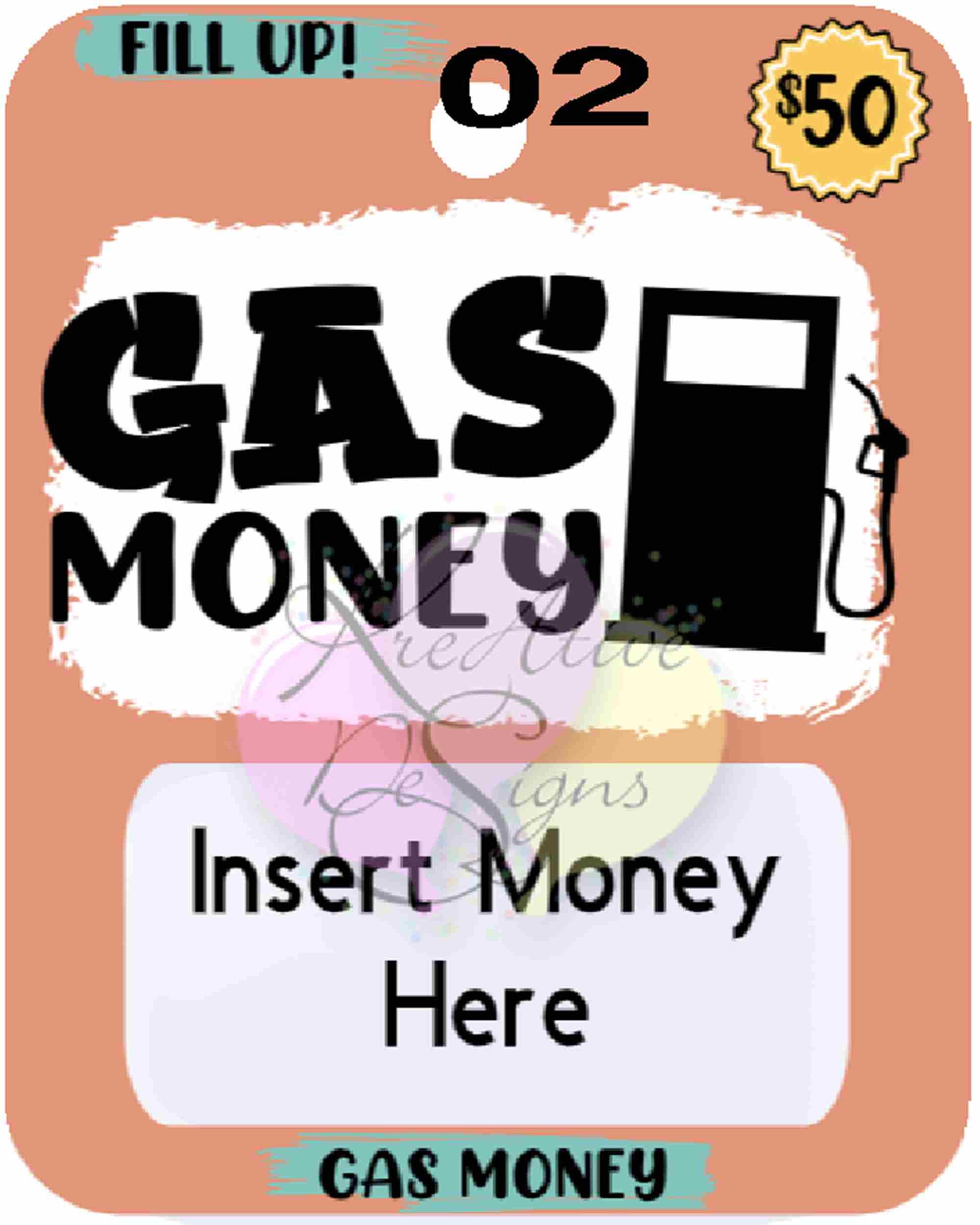 Printed Gas Money Card Holder, Money Card, Gas Gift, Money Card - Etsy