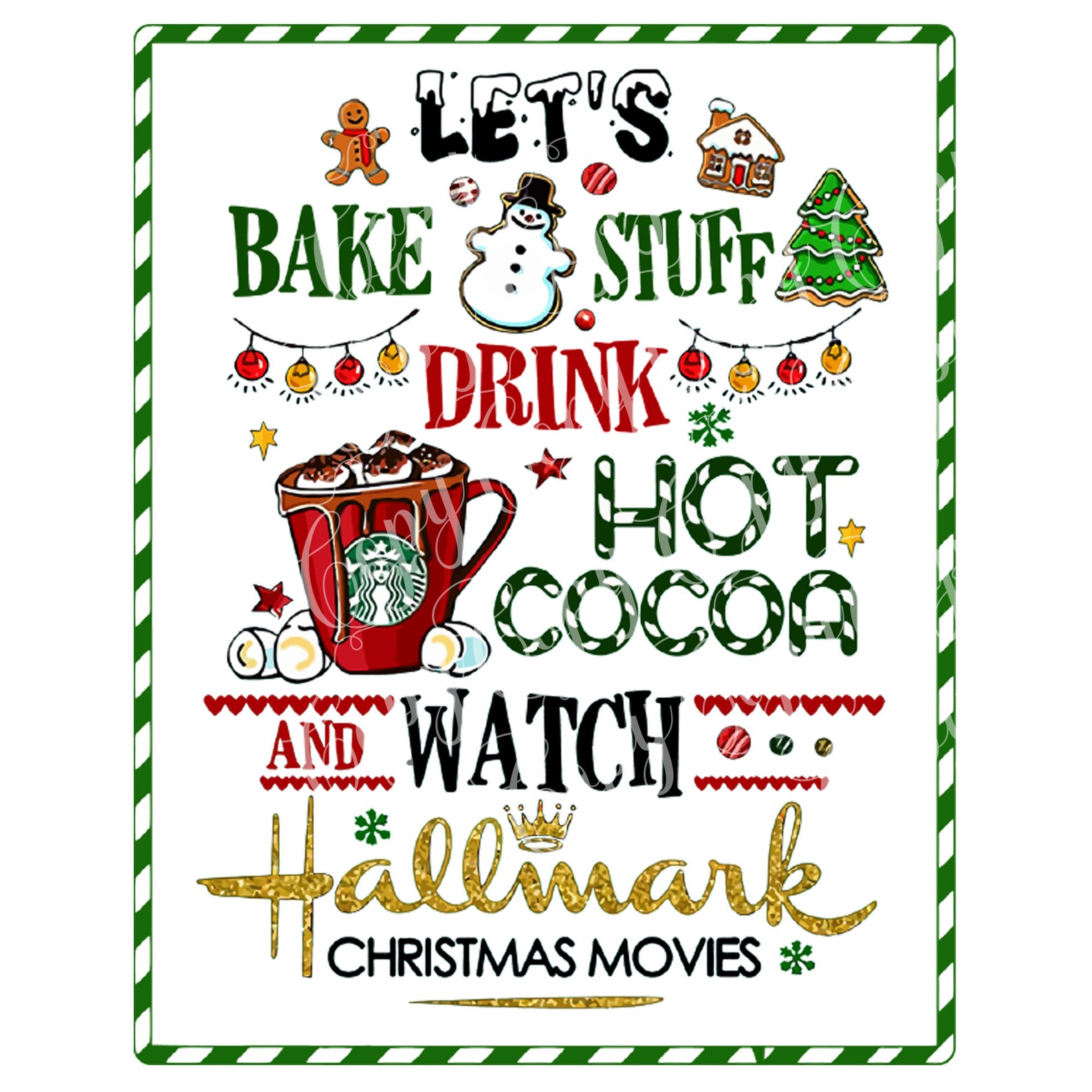 Digital Download Christmas Lets Bake Stuff Hot Chocolate Cookie Baking ...