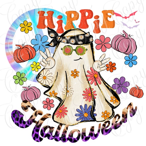 Ready to Press Hippy Retro Halloween Ghost Peace Ships 24 - Etsy