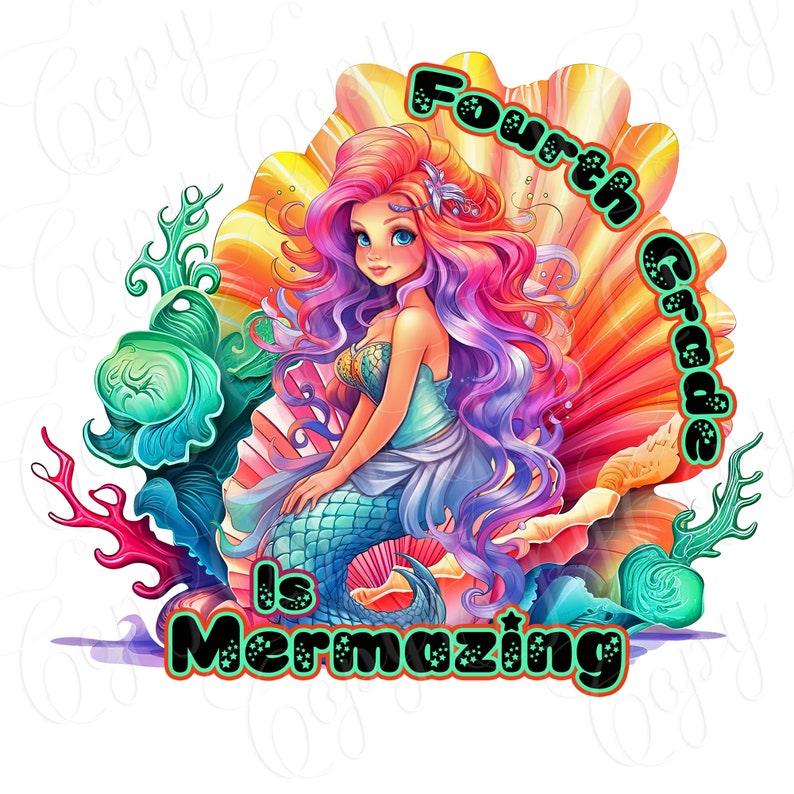 Digital Download Mermazing Mermaid Fourth 4th Grade School Teacher PNG ...