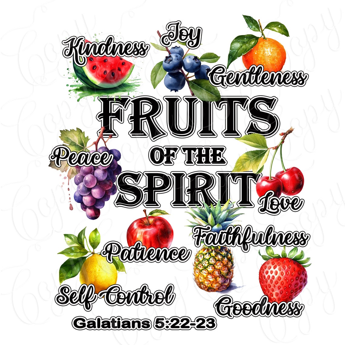 Digital Download Fruits of the Spirit Bible Verse Faithfulness Kindness ...