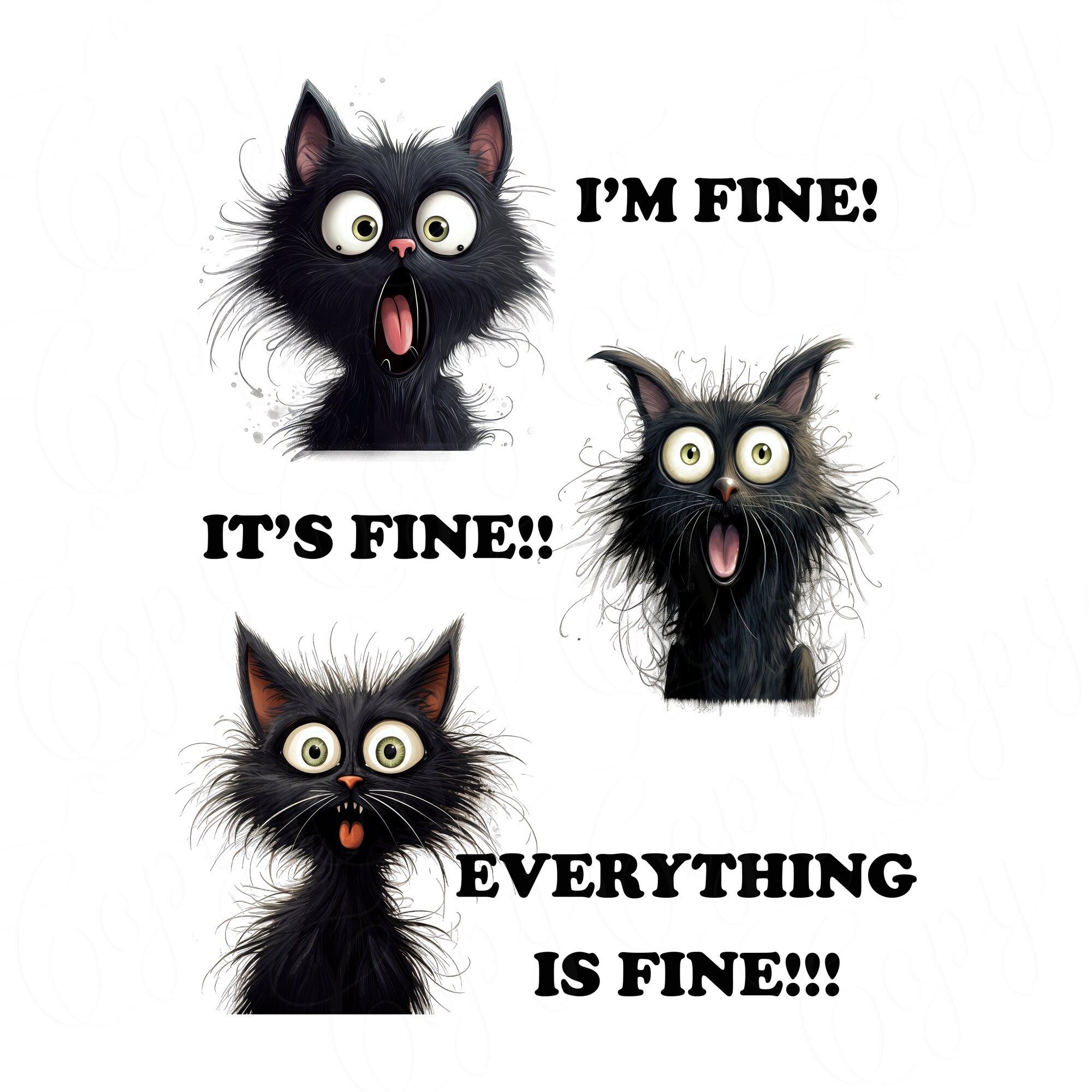 Digital Download I'm Fine It's Fine Everything is Fine Cat Funny PNG ...