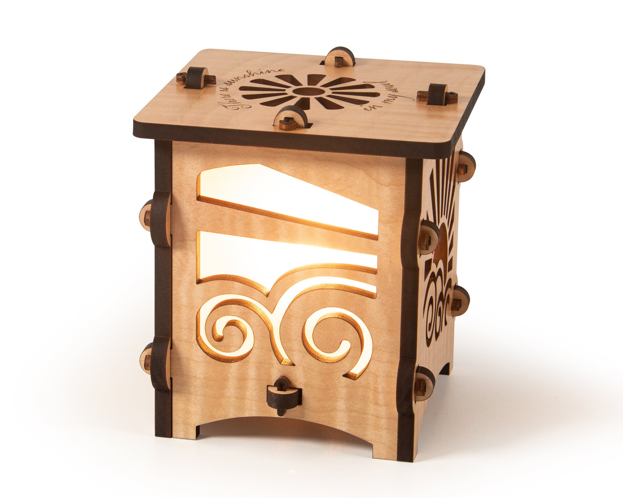 Sunburst Art Deco Wooden Lamp Laser Cut Solid Wood Lantern - Etsy