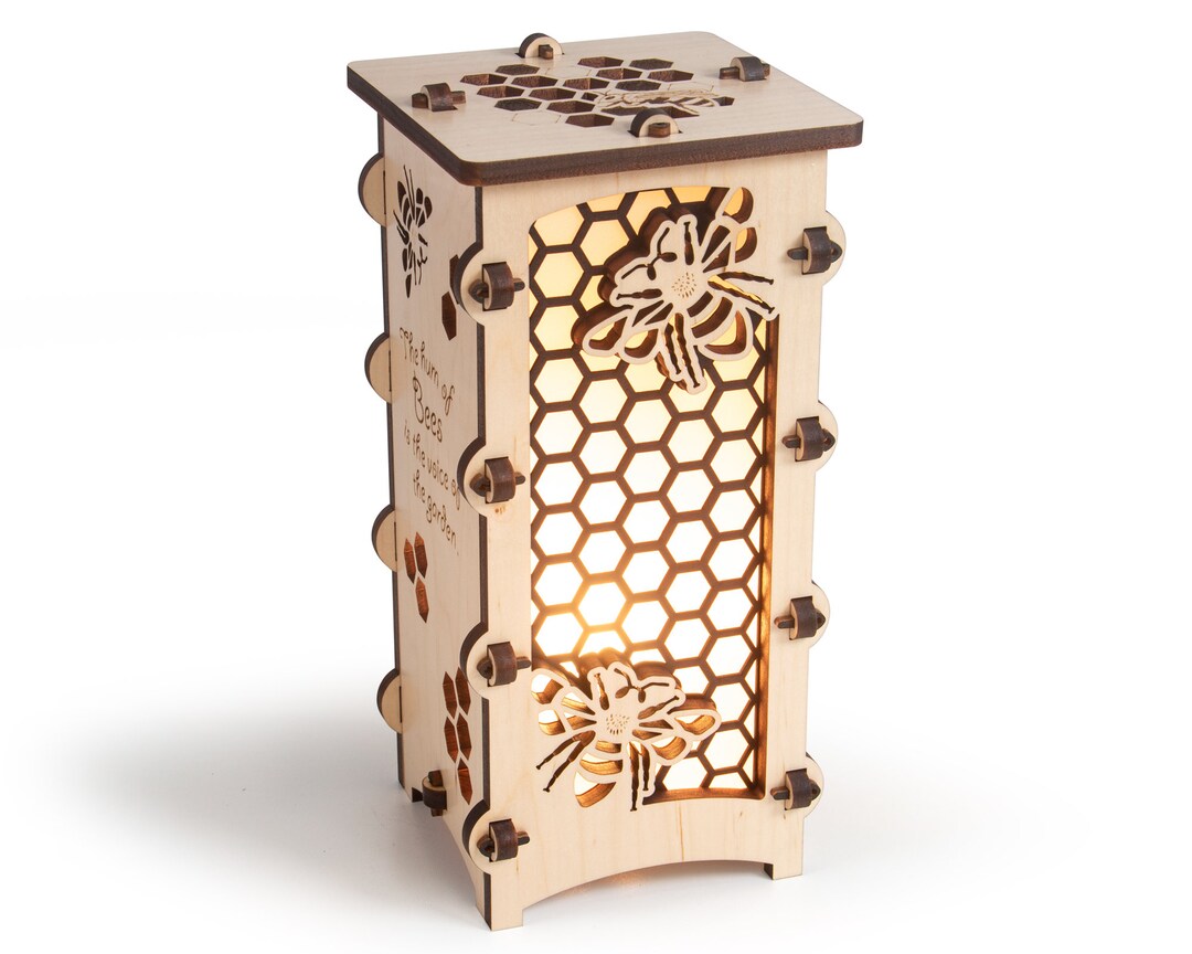 Tall Honeybee Wooden Statement Lantern, Unique Lantern Made With Solid ...