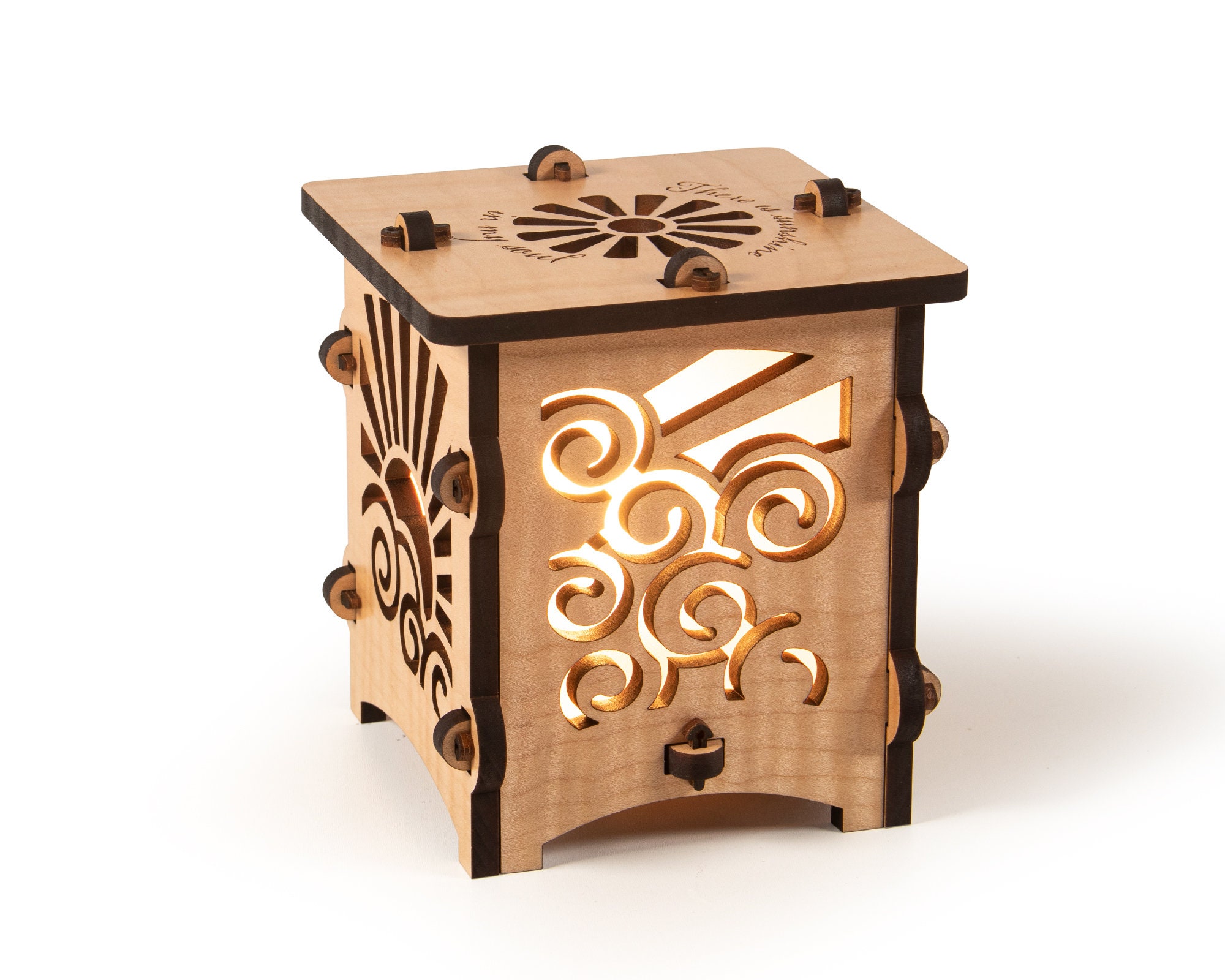 Sunburst Art Deco Wooden Lamp Laser Cut Solid Wood Lantern - Etsy