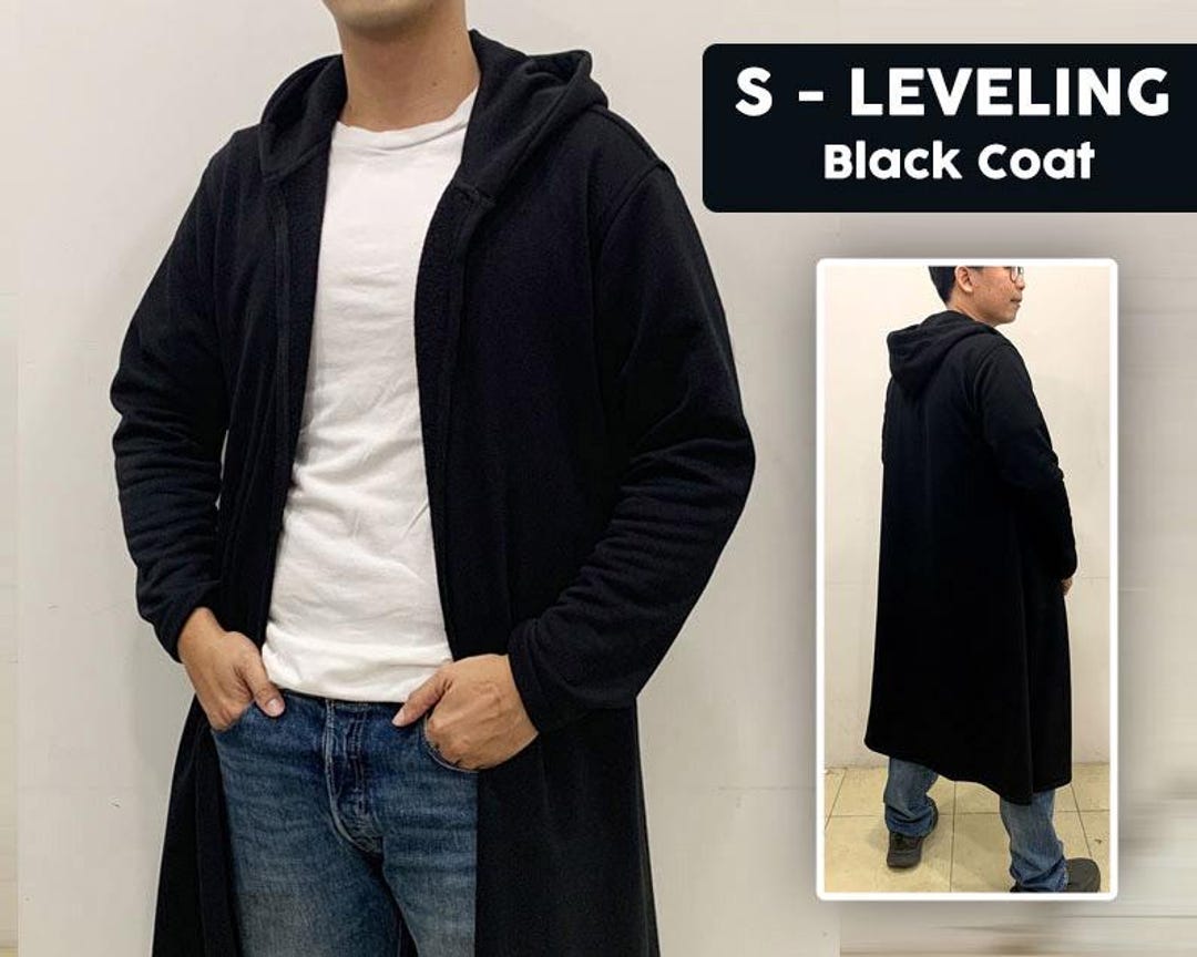 Plain Black Navy Blue Hood S Leveling Hunter Coat Jacket Cosplay ...