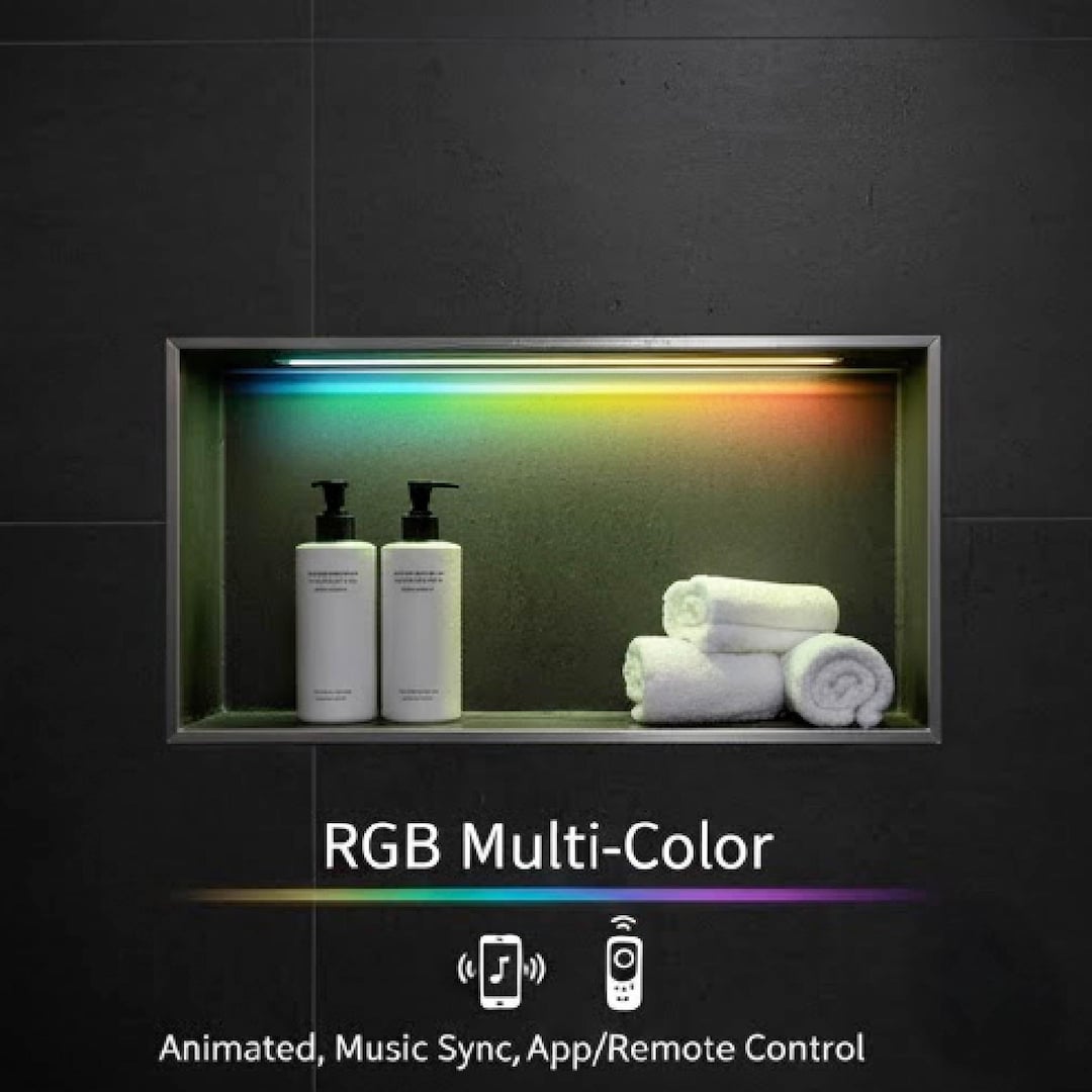 RGB Waterproof LED Shower Niche Lighting Kit – Easy Install, No ...