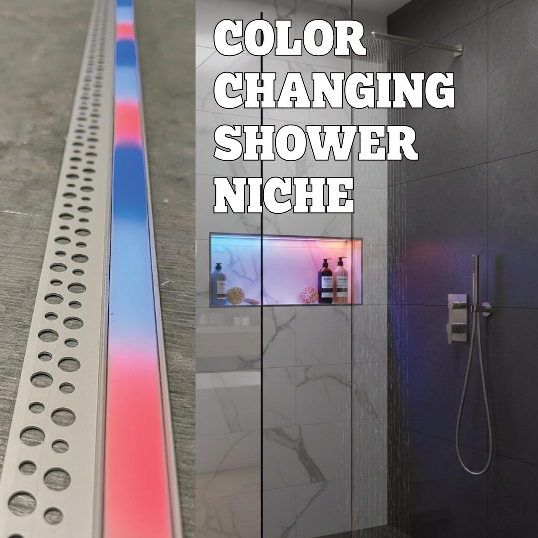 RGB Waterproof LED Shower Niche Lighting Kit – Easy Install, No ...