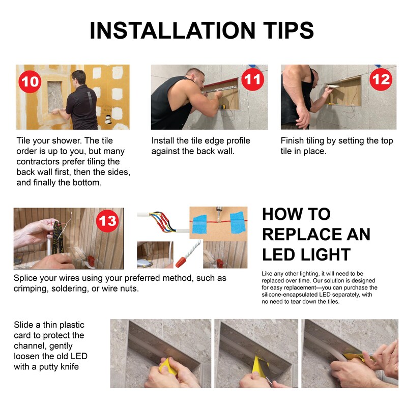 RGB Waterproof LED Shower Niche Lighting Kit – Easy Install, No ...