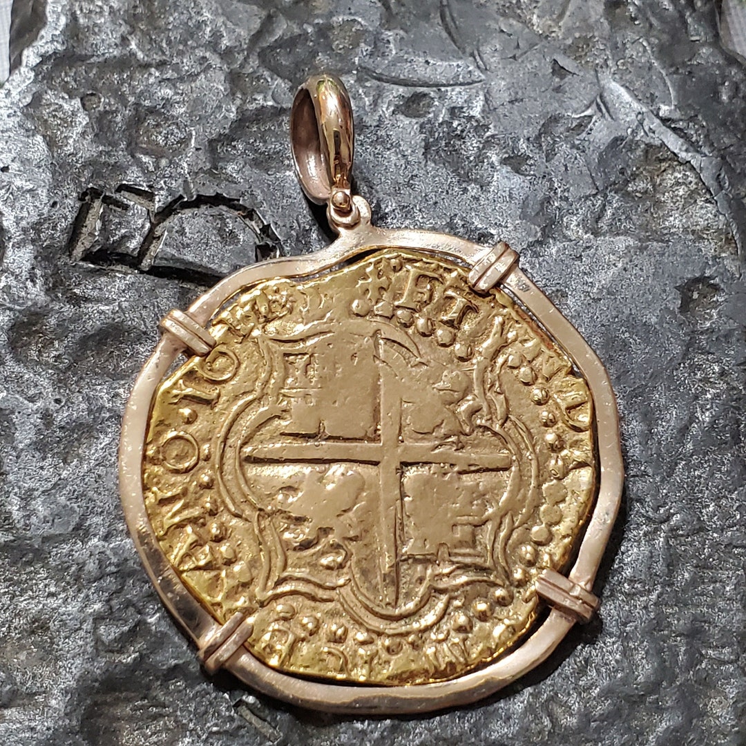 Large Atocha 14kt Solid Gold Coin Pendant Shipwreck Sunken Treasure ...