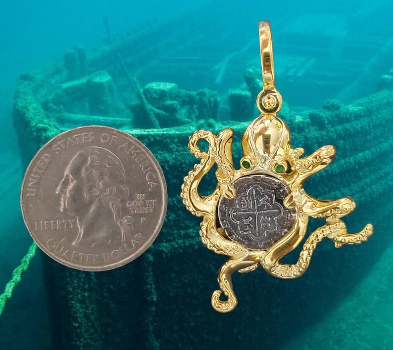 Atocha 14kt Gold Overlay Octopus Pendant Sunken Treasure Shipwreck - Etsy