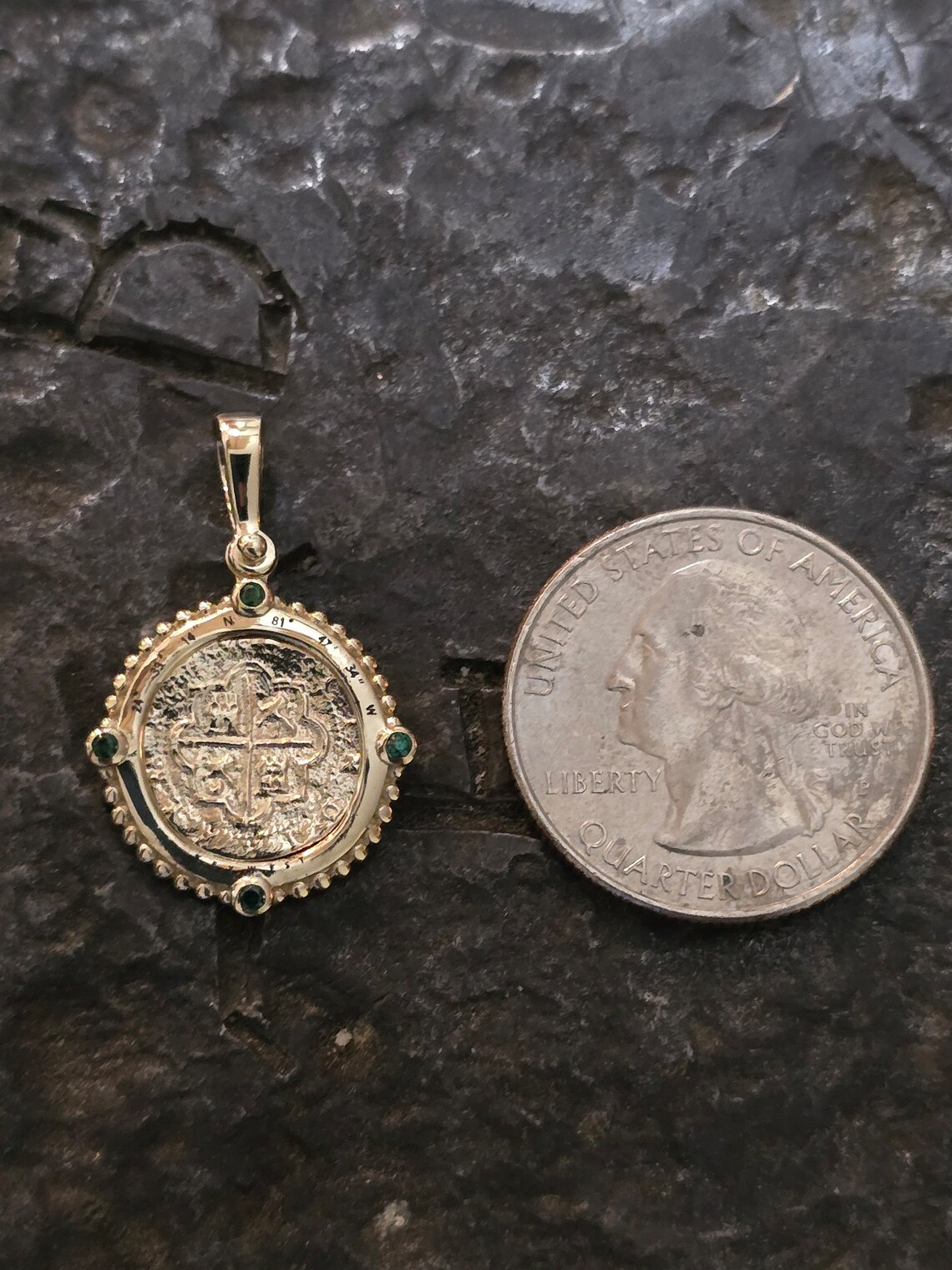 Atocha Silver Coin Pendant: 14K Gold Vermeil, Key West Topaz Accent - Etsy