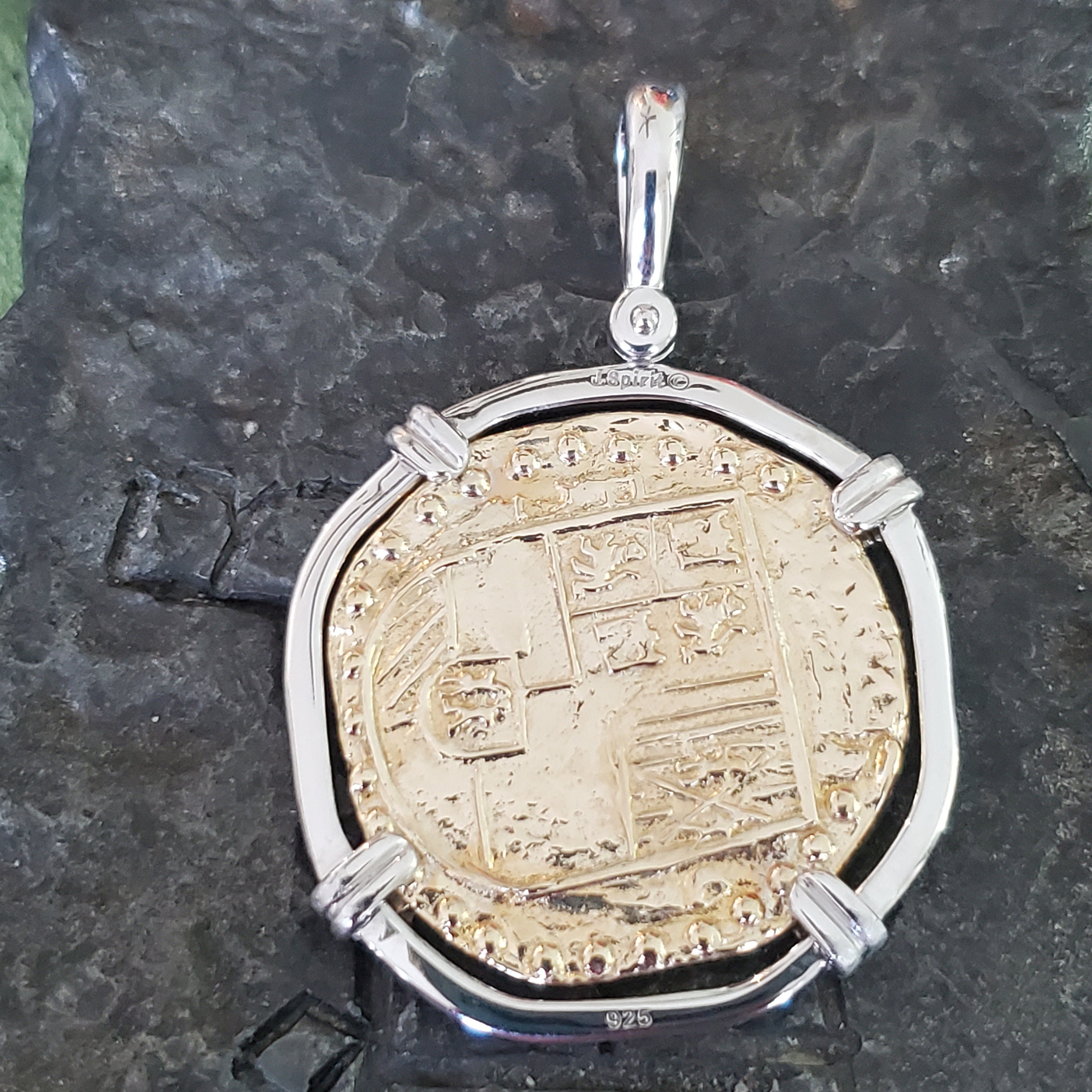 Big Atocha Silver Coin With 14kt Gold Vermeil Sunken Shipwreck - Etsy